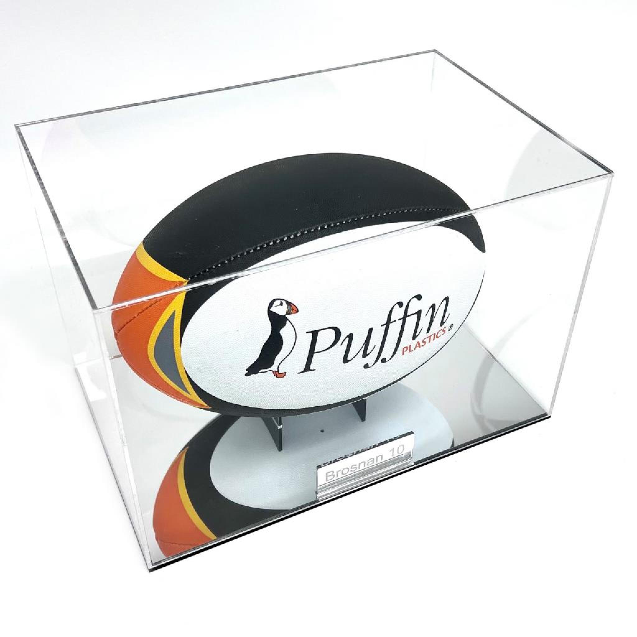 Rugby Ball Display Case | Puffin Plastics