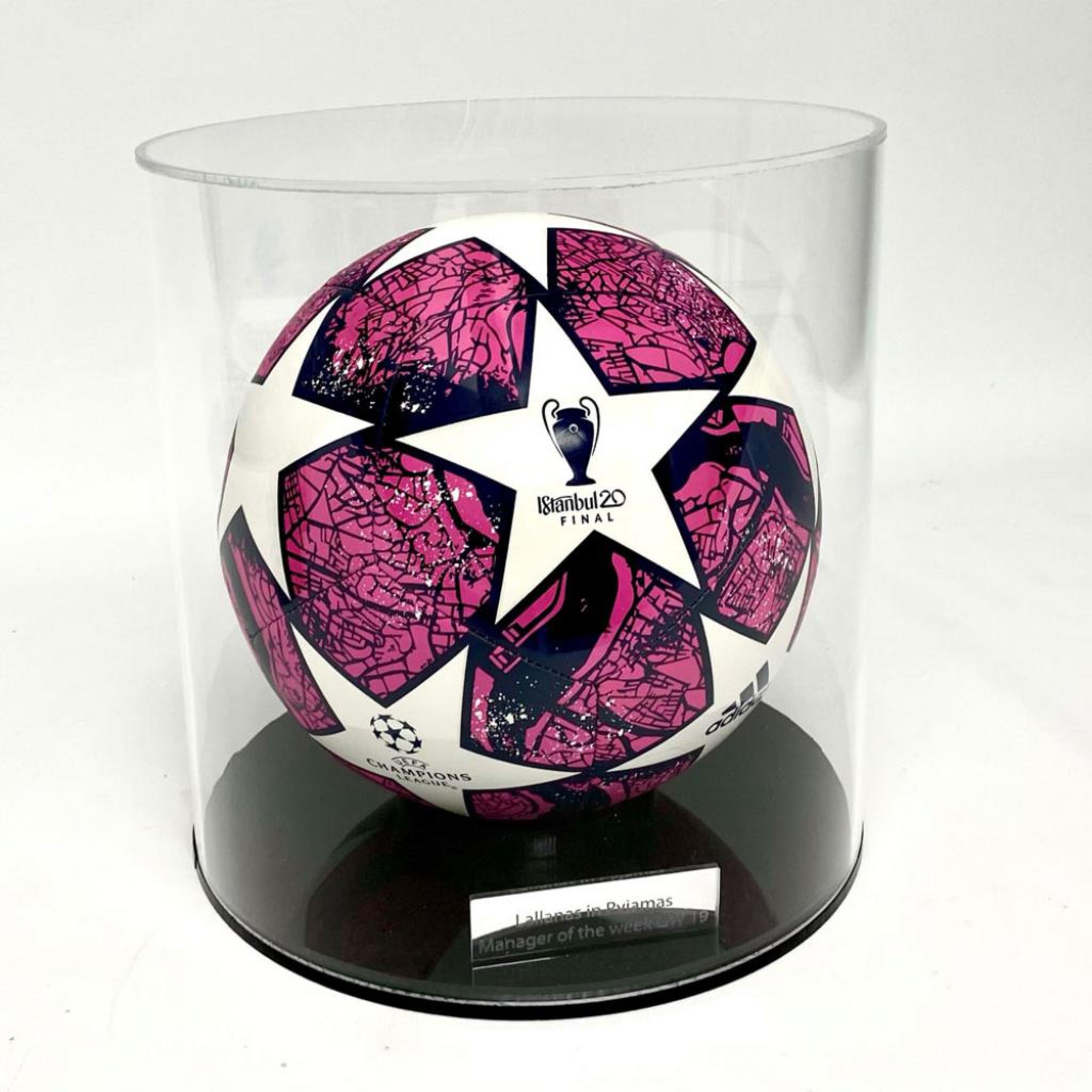 Cylindrical Football Display Case | Puffin Plastics