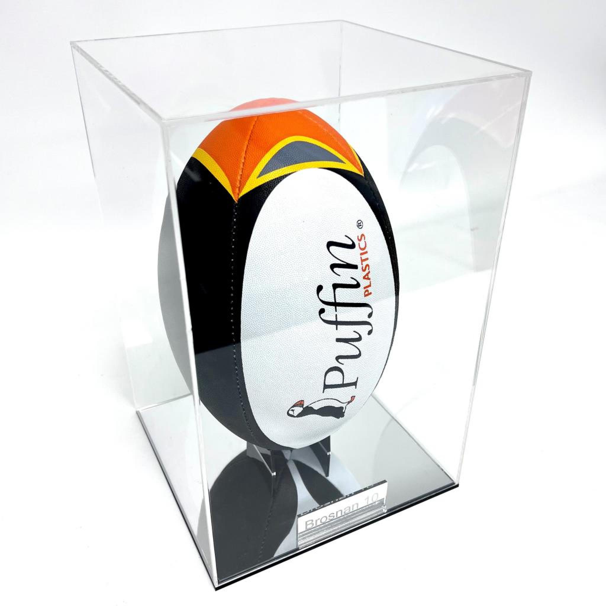 Deluxe Acrylic Rugby Ball Case | Puffin Plastics