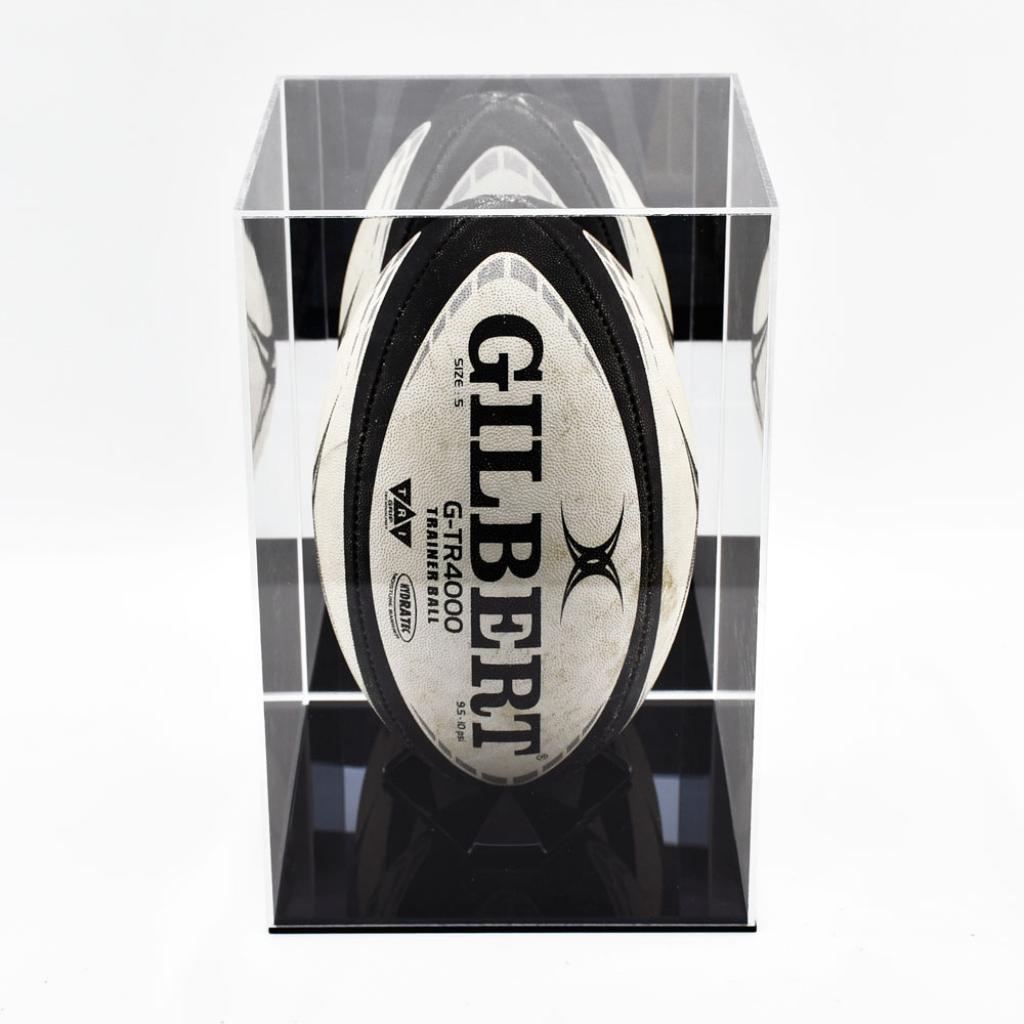 Deluxe Rugby Ball Display Case - Mirror Backed | Puffin Plastics