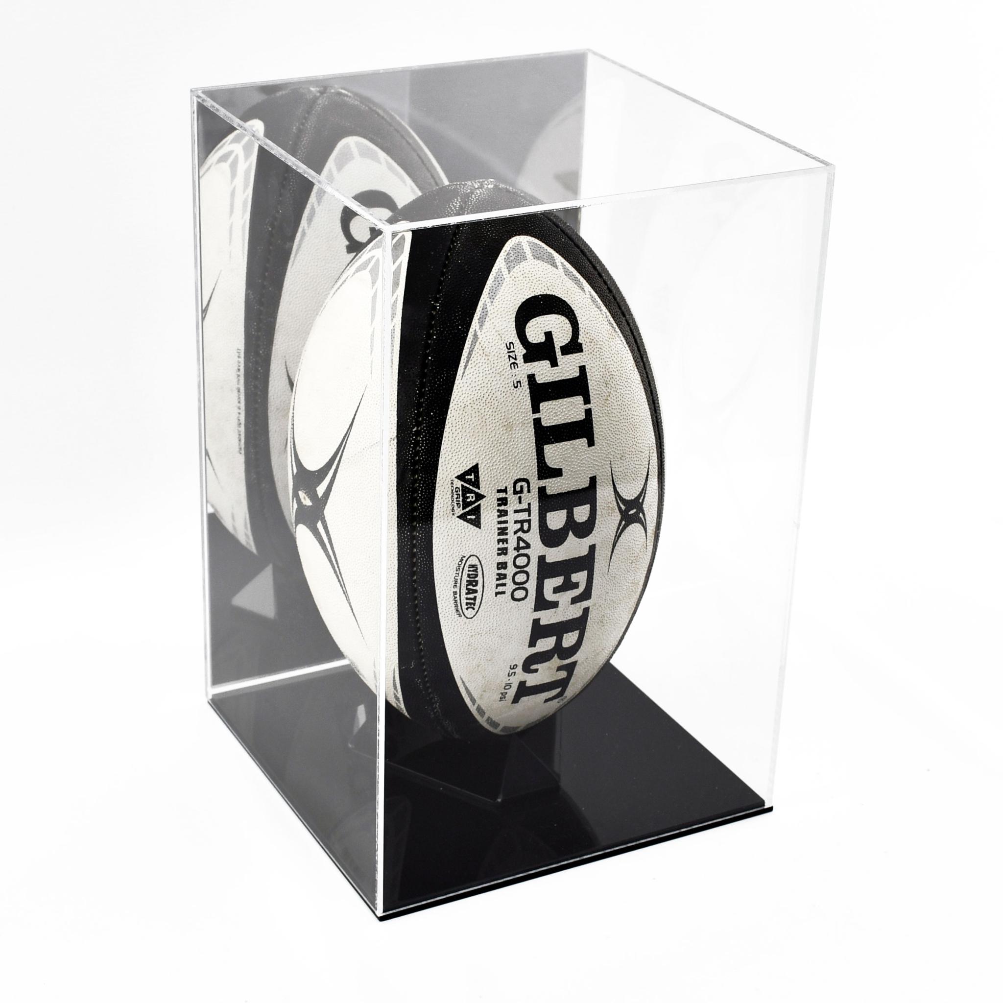 Deluxe Rugby Ball Display Case - Mirror Backed | Puffin Plastics